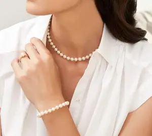 The Pearl Source 6.5-7.0mm White Freshwater Pearl Bracelet, Aaaa Quality