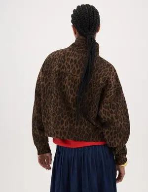 HUSH Hendrix Half Placket Sweatshirt - Brushed Leopard Brown