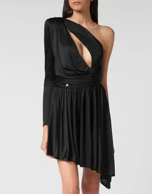 Philipp Plein One-shoulder Asymmetrical Dress - Black