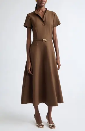 Oscar De La Renta Belted Midi Polo Dress