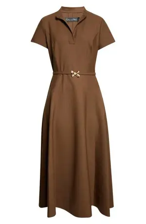 Oscar De La Renta Belted Midi Polo Dress