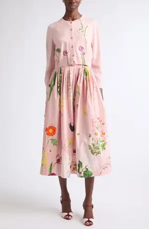 Oscar De La Renta Embroidered Wool Cardigan