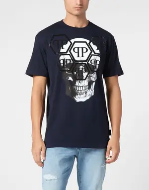 Philipp Plein T-shirt Round Neck Ss Stones Skull - Darkblue
