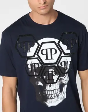 Philipp Plein T-shirt Round Neck Ss Stones Skull - Darkblue