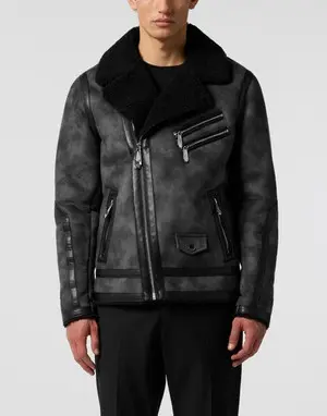 Philipp Plein Eco Shearling Zip-up Jacket - Black
