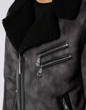 Philipp Plein Eco Shearling Zip-up Jacket - Black