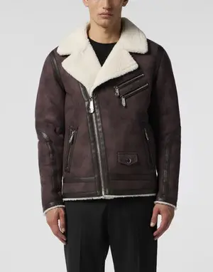 Philipp Plein Eco Shearling Jacket Men Brown