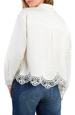 WASH LAB DENIM Lace Boxy Shirt - Bright White
