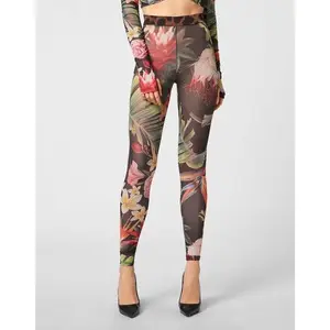 Philipp Plein Flare Trousers Flowers - Black/multicolored