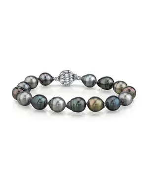The Pearl Source 8-9mm Tahitian South Sea Multicolor Baroque Pearl Bracelet