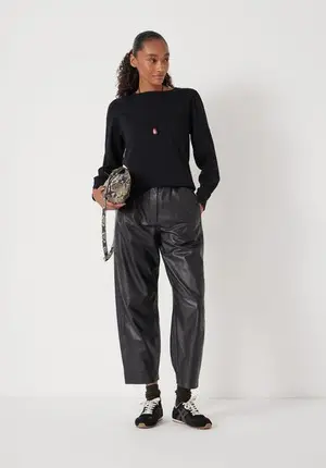 HUSH Emily Puff Sleeve Relaxed Top - Black