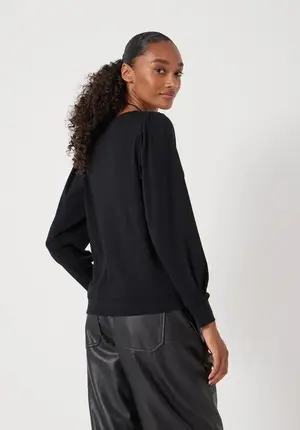 HUSH Emily Puff Sleeve Relaxed Top - Black