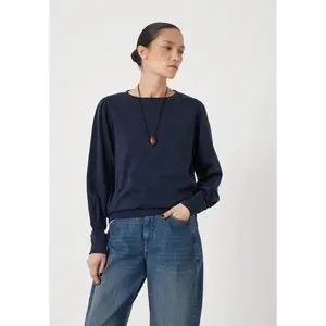 HUSH Emily Puff Sleeve Relaxed Top - Dark Navy