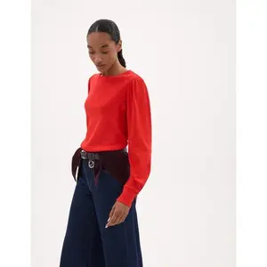 HUSH Emily Puff Sleeve Relaxed Top - True Red