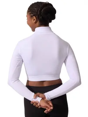 CAPEZIO Turtleneck Long Sleeve Crop Top - White