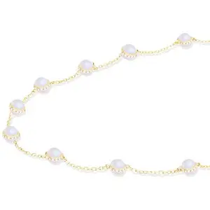 CAMPBELL + CHARLOTTE Found Cabochon Station Necklace - Rainbow Moonstone