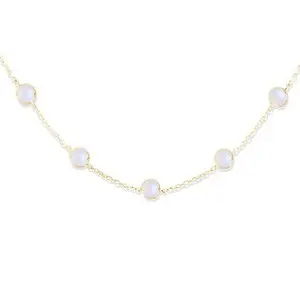 CAMPBELL + CHARLOTTE Found Cabochon Station Necklace - Rainbow Moonstone