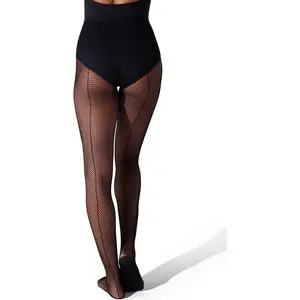 CAPEZIO Professional Fishnet Tights With Seam - Black