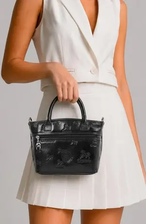 CAVALINHO Cavalo Lusitano 572 Embossed Leather Mini Handbag - Black