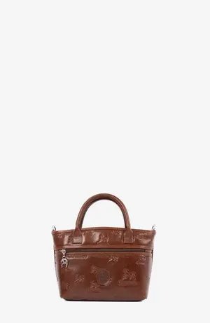 CAVALINHO Cavalo Lusitano 572 Embossed Leather Mini Handbag Camel Brown