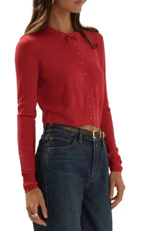 FAVORITE DAUGHTER The Curtsey Wool Cardigan - Crimson