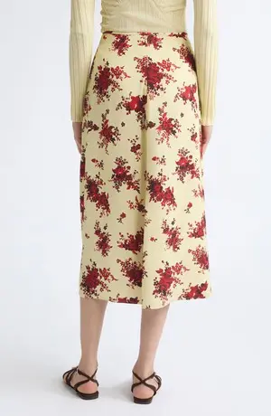 JIL SANDER Floral Print Midi Skirt