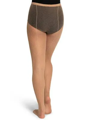 CAPEZIO Classic Fishnet Tight With Seams - Medium Brown