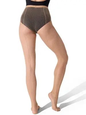 CAPEZIO Classic Fishnet Tights With Back Seam - Medium Brown