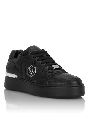 Philipp Plein Low Top Sneakers In Deer Leather - Black