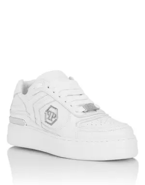 Philipp Plein Low Top Sneakers In Deer Leather - White