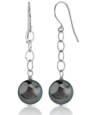 The Pearl Source Tahitian South Sea Pearl Dangling Earrings - White Gold