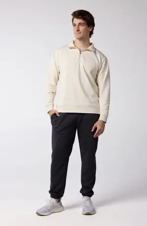 CENTERLINE ATHLETICS Active Lifestyle You Know You Play Quarter Zip Sweatshirt - Ivory