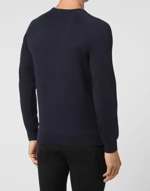 Philipp Plein Round Neck Pullover With Graphic Logo - Navy