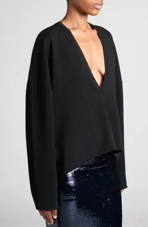 TOM FORD Merino Wool Blend Plunge Neck Sweater