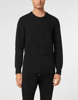 Philipp Plein Knitted Pullover Round Neck Ls Skull&amp;bones - Black