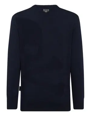 Philipp Plein Knitted Pullover Round Neck Ls Skull&amp;bones - Darkblue