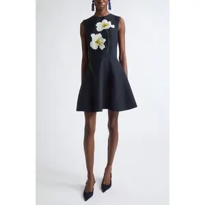 Oscar De La Renta Sleeveless Peony Print Fit & Flare Dress