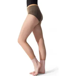 CAPEZIO Crop Classic Fishnet Tights - Medium Brown