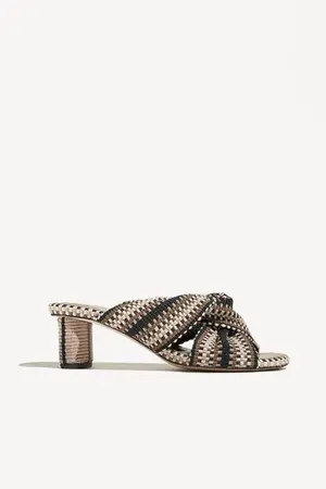 AMAMBAIH Gilda Handwoven Mule With Sculptural Heel - Sand