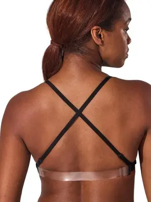 CAPEZIO Deep Neck Clear Back Bra - Black