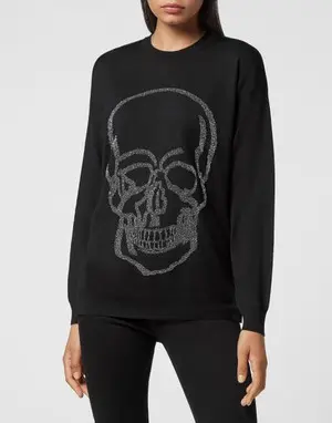 Philipp Plein Round Neck Wool Pullover - Black