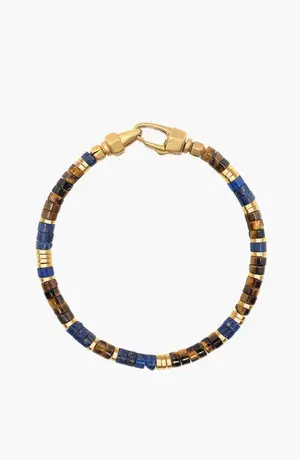 NIALAYA JEWELRY Heishi Bead Bracelet With Tiger Eye And Lapis Lazuli