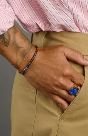 NIALAYA JEWELRY Heishi Bead Bracelet With Tiger Eye And Lapis Lazuli
