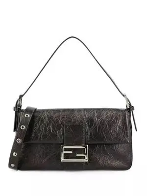 Fendi Baguette® 26424 Crackled Leather Bag - Black
