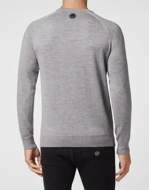 Philipp Plein Wool Pullover Round Neck Sweater