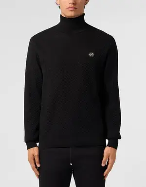 Philipp Plein Wool And Silk Turtleneck Pullover - Black