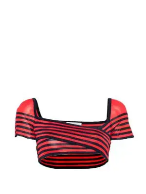 Celine 2000s Striped Crop Top - Red