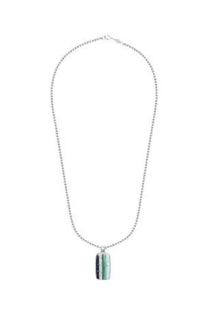 NIALAYA JEWELRY Silver Trinity Pendant Necklace With Turquoise, Malachite, And Chrysocolla - Silver/turquoise