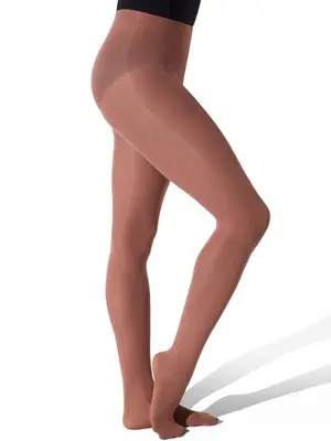 CAPEZIO Ultra Soft Self Knit Waistband Transition Tights - Dark Brown