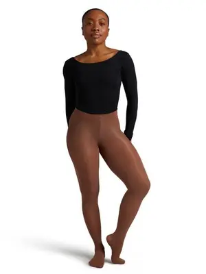 CAPEZIO Ultra Soft Self Knit Waistband Transition Tights - Dark Brown